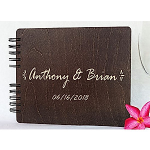 Wooden Rustic Guest Book 11" x 8.5" : Made in USA (Customize Inside Pages, Front Cover Custom Engraved)