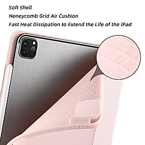 SIWENGDE Cases for iPad Pro 12.9 Case 6th/5th/4th Generation (2022/2021/2020) with Pencil Holder [Apple Pencil Wireless Charging] Soft TPU Smart Tri-fold Stand Protective Cover(Pink)