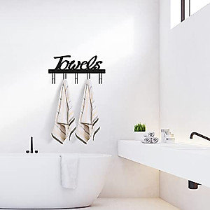 Hassfull Towel Rack for Wall Mount 5 Towel Holder Hooks The Perfect Bathroom Decorations Easy to Install Rack to Hang Your Bathroom Towels, Hand Towel, Beach Towel,Robes, Coat.