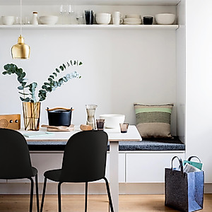 2xhome Set of 2 Modern Stackable Armless Dining Chairs, Plastic Shell Seat with Metal Legs for Indoor Outdoor Home Kitchen Patio Cafe, Black