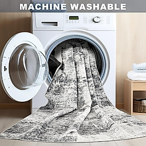 DMOYEST Living Room Area Rugs - 9x12 Abstract Large Soft Indoor Washable Rug Neutral Modern Low Pile Carpet for Bedroom Dining Room Farmhouse Home Office - Grey