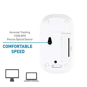 Macally 2.4G USB Wireless Mouse for Laptop and Desktop Computer, Comfortable and Long Range Computer Mouse - Cordless Mouse for Mac, Apple MacBook Pro/Air, Chromebook, or Windows PC - White