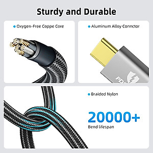 For Thunderbolt 4 Cable 40Gbps 2 in 1 USB C Cable 100w E-Marker 8k/5k Single and 4k Dual Displayport Cable Video Type C Cable USB C to USB C/A cable Fast Charging Data Transfer Cable 3.3FT