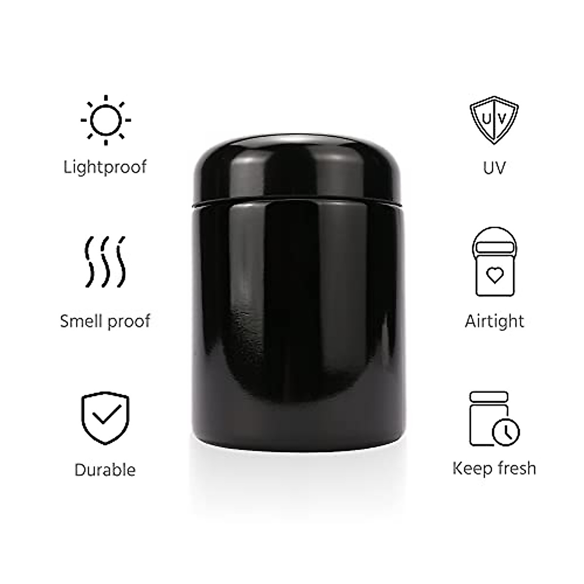 KOSRAE Smell Proof Jar, Airtight Glass Container, UV Protected (250ml, 0.5 Oz)