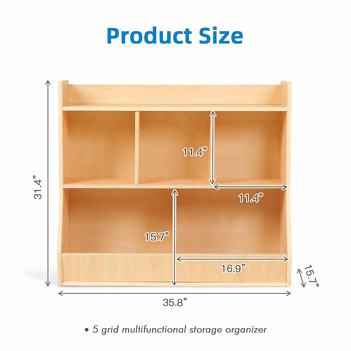 OOOK Kids Bookshelf and Toy Storage, 3-Tier Montessori Book Shelf with Large Storage Capacity, Prefect Nursery Book Shelves for Kids Rooms, Playroom, Kindergarten, School