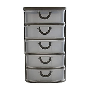 5 Drawer Mini Plastic Organizer Makeup HBA Cosmetics Arts & Crafts Desktop Stationary (Gray)