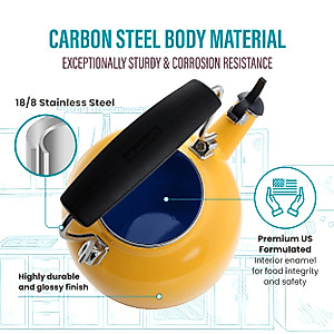 Chantal Tea Kettle, 1.7 QT, Vintage Series, Premium Enamel on Carbon Steel, Whistling, Even Heating & Quick Boil (Marigold)