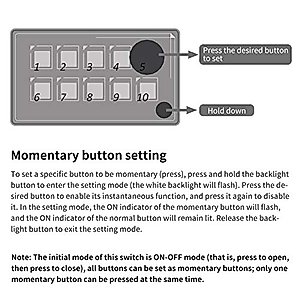 Control Switch Panel, Universal 10P Membrane Control Switch Panel Bluetooth APP Control with Backlight Module LED Touch Built‑in PPTC for RV Boat