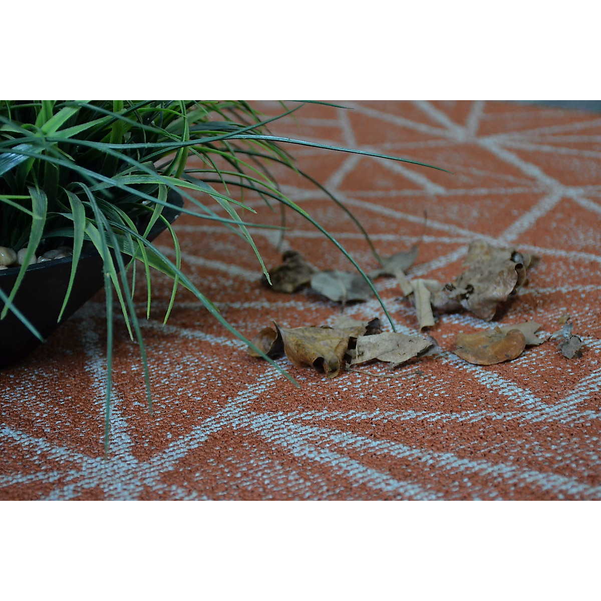 Furnish my Place Modern Indoor/Outdoor Commercial Rust Rug, Modern Area Rug, Baby Nursery Mat, Commercial Rug for Living Room, Playroom, Made in USA - 9' Hexagon