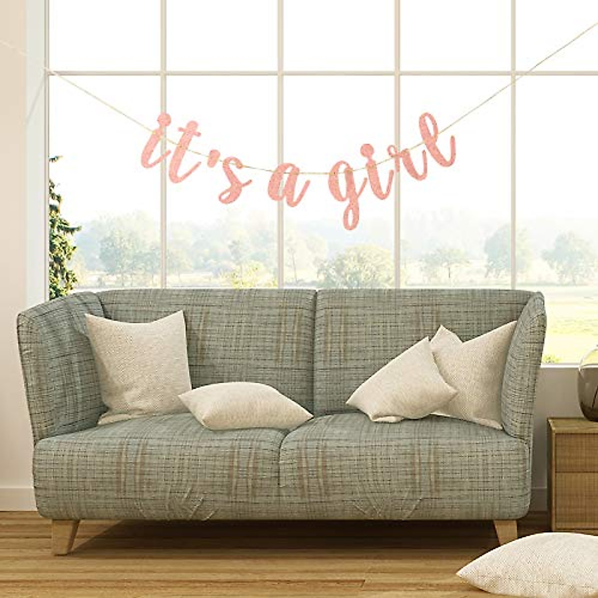 Rose Gold Glitter It's A Girl Banner, Baby Shower Baby Girl Party Pregnant AF Baby 1st 2nd Birthday Party Decorations Party Supplies