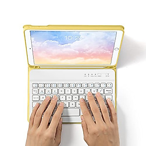 GUDOU Bluetooth Keyboard Smart Case for iPad 7th/8th/9th Generation 10.2 inch,Detachable iPad Keyboard Case with Pencil Holder,Auto Sleep/Wake (Yellow)