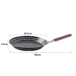 Hovico Nonstick Grilling 12" Skillet With Removable Handle, Nonstick Grilling Tray Durable Grill Pans with Holes for Outdoor Grill Small and Big Topper Baskets BBQ accessories for Vegetable, Fish