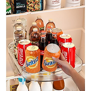 Kacimil Square Lazy Susan Organizer for Refrigerator, Slide and 360° Rotate Fridge Container and Storage Box, for Fridge, Kitchen, Pantry, Cabinet(15.75 ''x 11.02 '', 1 Pack, Clear)