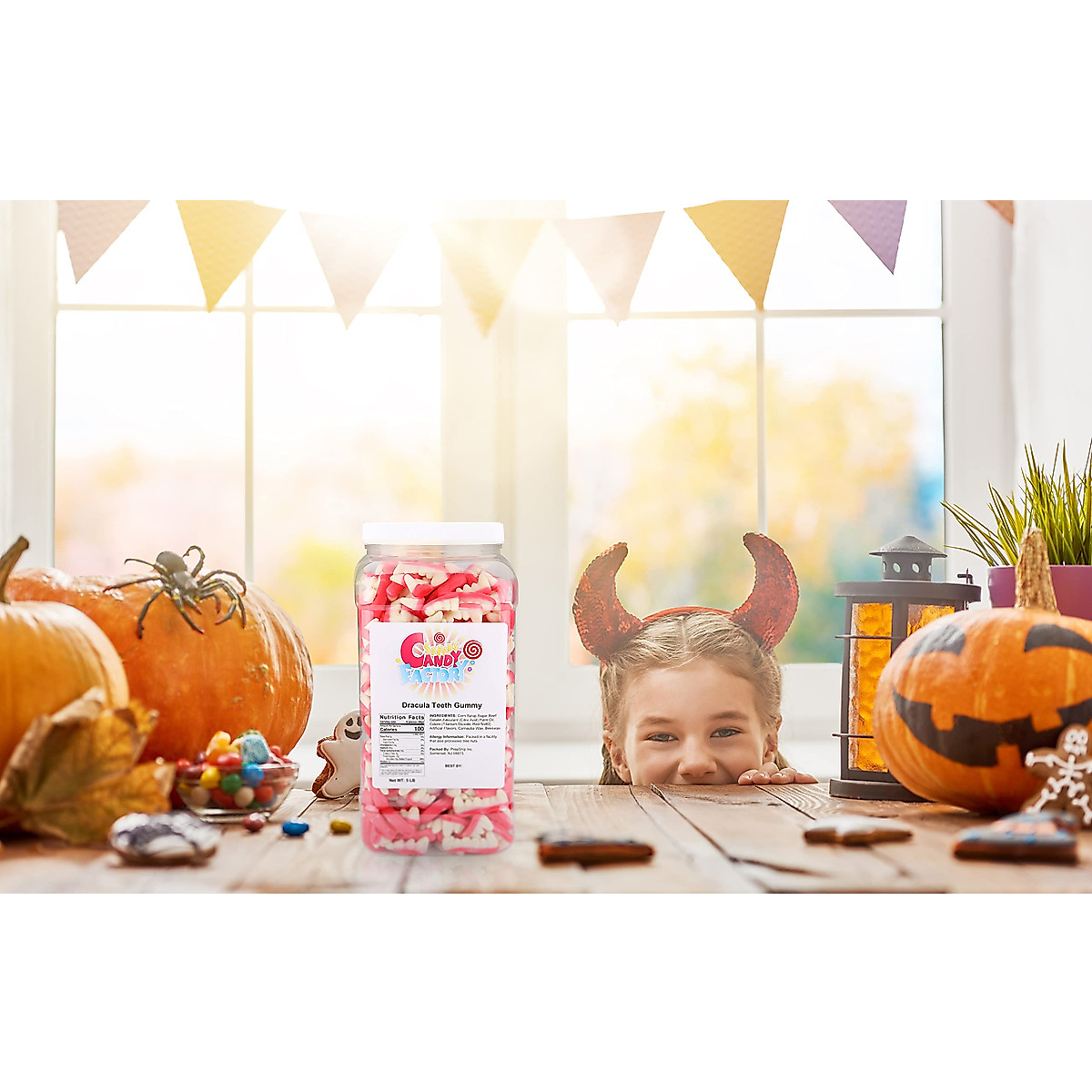 Sarah's Candy Factory Dracula Teeth Gummy Candy in Jar, 5 Lbs