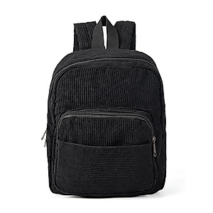 Didida Mini Corduroy Backpack Purse for Women Aesthetic Backpack Small Back Pack Purse Cute Mini Backpacks (Black)