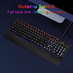 E-YOOSO Mechanical Keyboard, Mechanical Gaming Keyboard with Red Switches, 104 Keys, Wired Keyboard Mechanical with Rainbow Backlit & RGB LED Side Light, Linear Keyboard for Windows, Gaming, PC