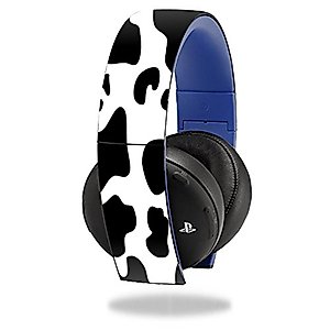 MightySkins Skin Compatible with Sony PS4 Gold Wireless Headset (Original Model ONLY) Headphones Sticker Skins Cow Print
