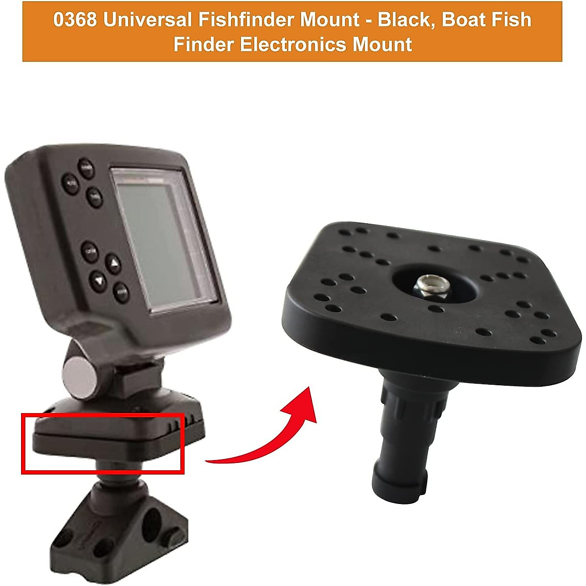 BLKGJTF 0368 Universal Fishfinder Mount - Black, Boat Fish Finder Electronics Mount, Fish Finder Mount