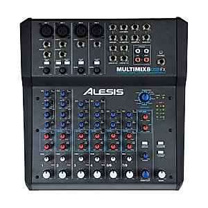 Alesis MultiMix 8 USB FX – 8 Channel Compact Studio Mixer with Built In Effects & USB Audio Interface for Live Sound and Home Studio Recording