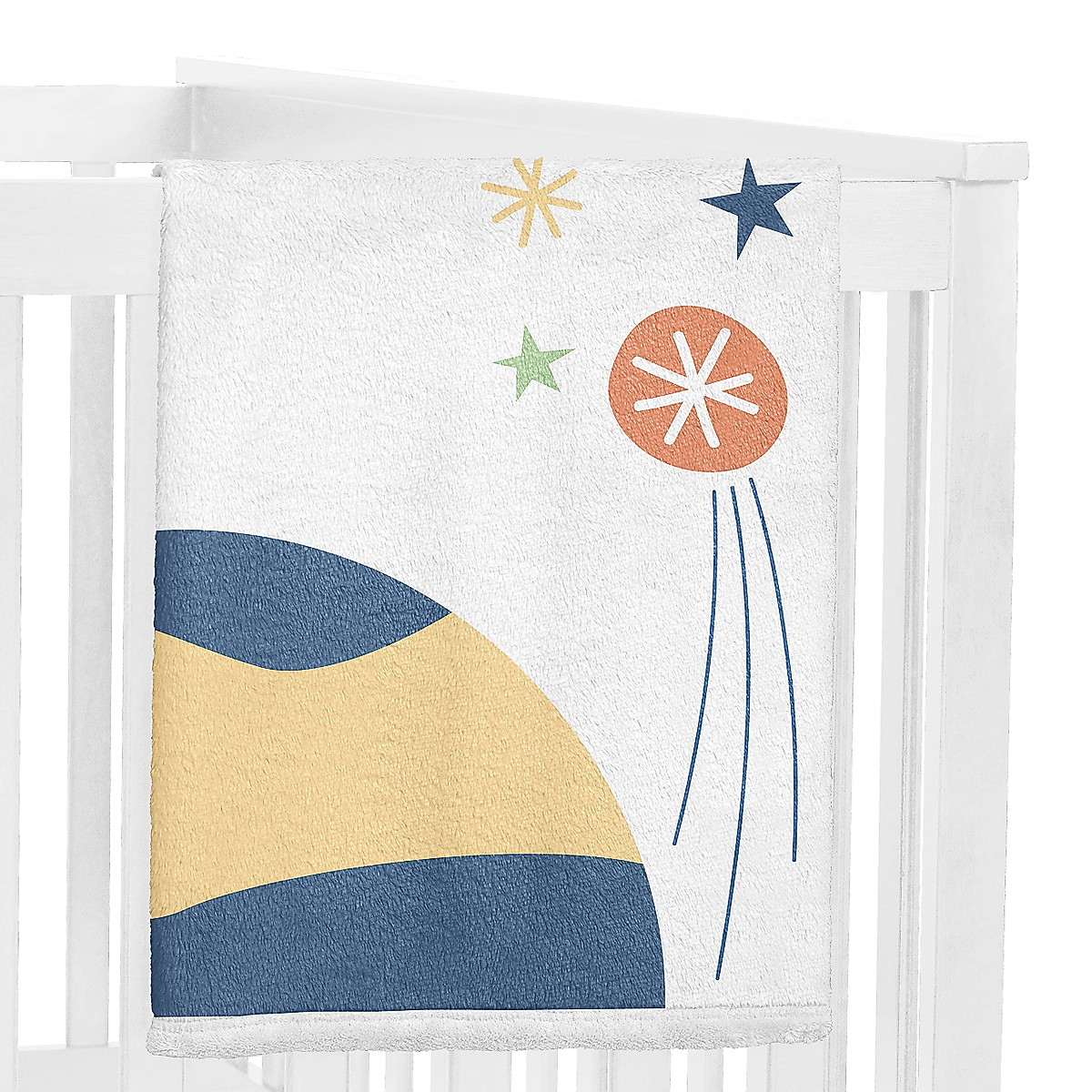 Sweet Jojo Designs Space Galaxy Boy Milestone Blanket Monthly Newborn First Year Growth Mat Baby Shower Memory Keepsake Gift Picture - Navy Blue Planets Star and Moon Rocket Ship Reach for The Stars