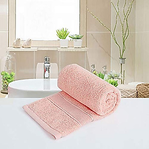 PiccoCasa Hand Towels 2-Pack 100% Cotton Ring Spun Highly Absorbent Soft Luxury Hotel & Spa Quality Hand Towel for Bathroom 13 x 29 Inches, Pink