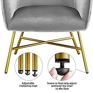 Yaheetech Accent Chair Armchair Living Room Chair Upholstered Barrel Chair Velvet Comfy Lounge Chair Sofa Side Chair for Living Room Bedroom Dining Room Office Grey