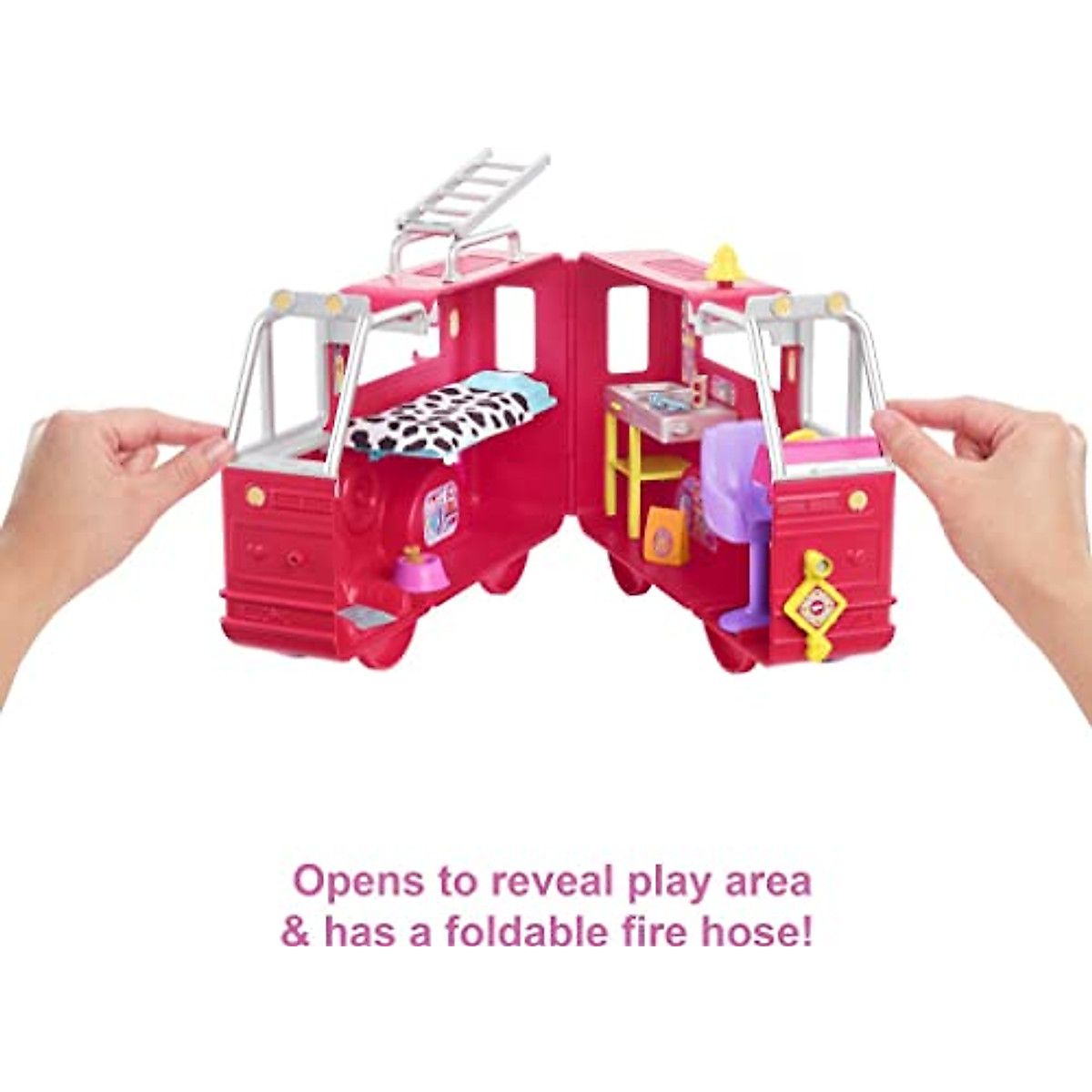 Barbie Chelsea Can Be Doll & Toy Fire Truck Playset with Blonde Small Doll, 2 Pets & 15+ Accessories, Open for Fire Station