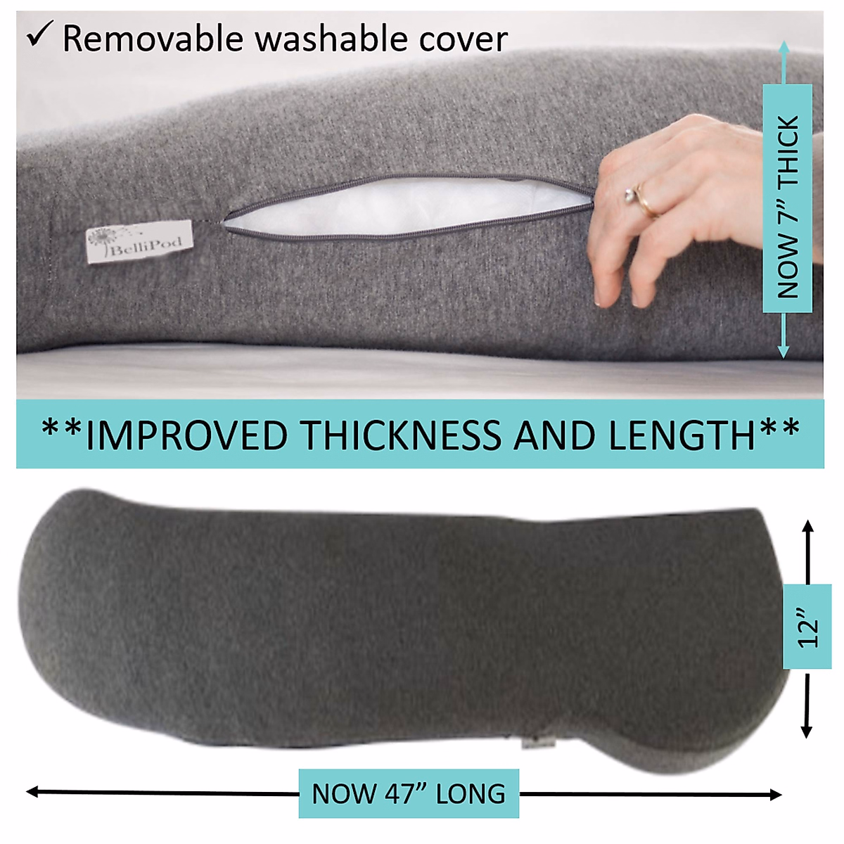 2 in 1 Pregnancy Pillows - Chiro Designed Maternity Pillow with Cotton Cover, Pregnancy Body Pillow & Pregnancy Wedge to Support Belly, Knees and Hips - Portable Full Body Pillow for Pregnant Women