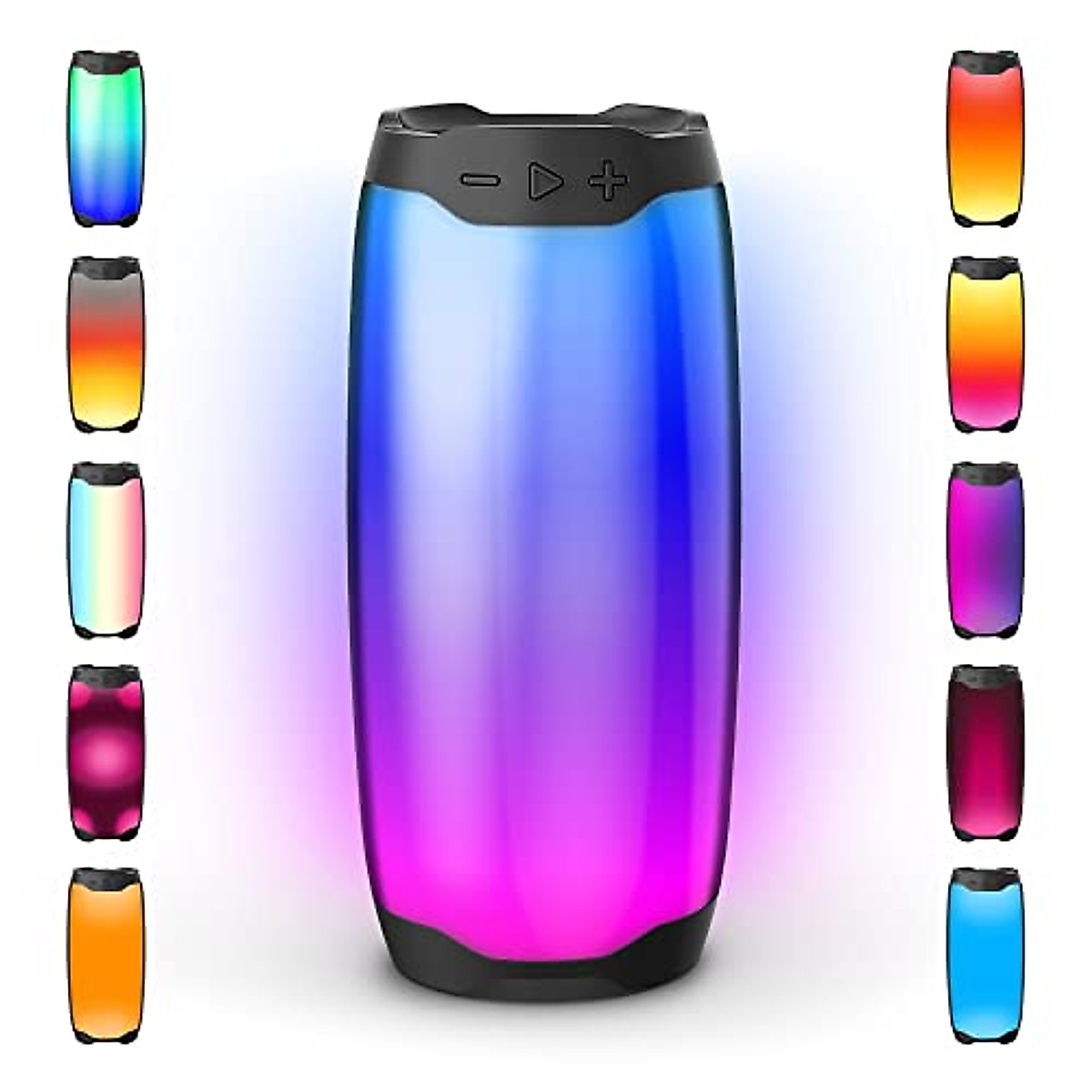 Merkury Innovations Thrill Bluetooth Speakers with Color Changing Lights, Battery Powered, Weatherproof, Play FM Radio or Bluetooth Music, Loud Sound & Enhanced Rich Bass