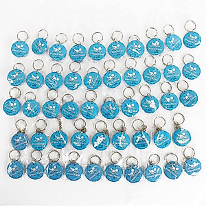 SmartSign Pool Pass Key Tags - Numbered, Box of 50, 1.5 in. Diameter Plastic with Epoxy Coating, Pool Key Chain with Ring, Blue