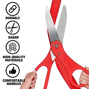 20" Red Scissors for Grand Opening – Red Giant Scissors for Ribbon Cutting Ceremony Heavy Duty Scissors Giants Ribbon Cutting Scissors for Special Events Inaugurations and Ceremonies
