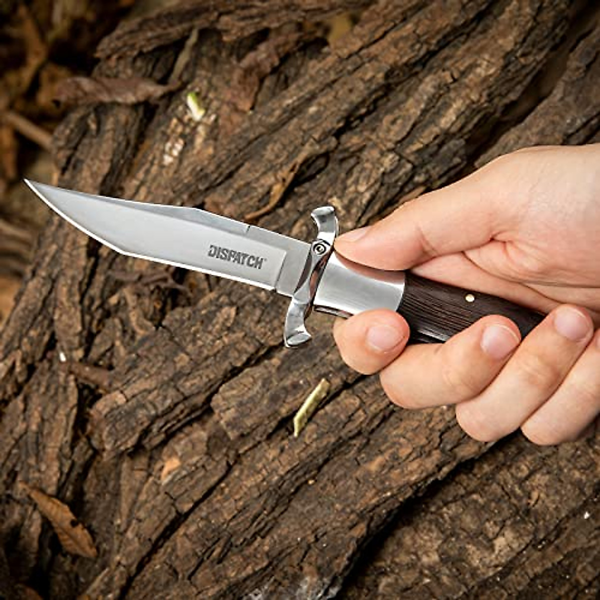 Dispatch Folding Pocket Knife Stainless Steel Mirror Blade, with Wenge Wood Handle, Back Lock Design and Hand-blocking Design for Outdoor, Tactical, Survival, and EDC