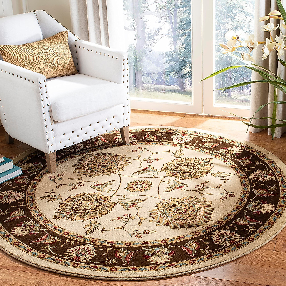 SAFAVIEH Lyndhurst Collection Accent Rug - 3'3" x 5'3", Ivory & Brown, Oriental Design, Non-Shedding & Easy Care, Ideal for High Traffic Areas in Entryway, Living Room, Bedroom (LNH555-1225)