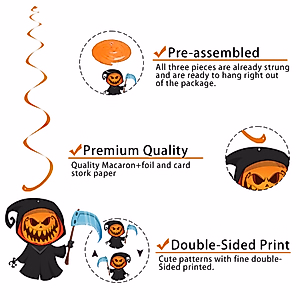 TPPICK 24Pcs Halloween Birthday Party Hanging Swirls Indoor Decorations, Cute Ghost Pumpkin Ceiling Hanging Streamers for Halloween Themed Party Decorations