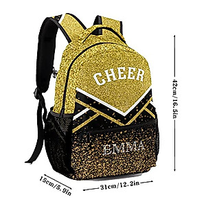 Golden BlingCheer Cheerleaders Backpack Shoulder Shopping Bag Travel Casual Bags with Name Text