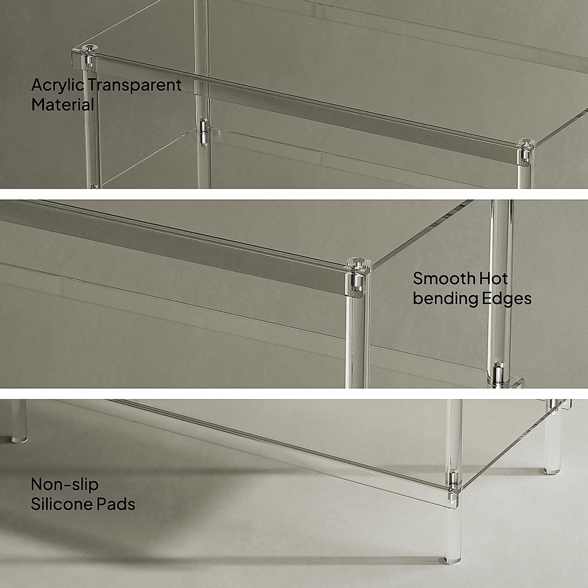 Aquiver 4-Tier Acrylic Shoe Rack - Shoe Rack Organizer - Modern Shoe Storage Shelf, Holds 12-16 Pairs of Shoes for Entryway, Closet - 25.6'' L x 11.8'' W x 28.3'' H, Clear, Easy Assembly & Clean