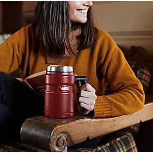 Thermos Stainless King 16oz Desk Mug, 16 Ounce, Matte Red