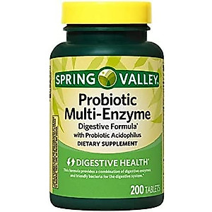 Spring Valley Multi-Enzyme Probiotic 200 Tablets + Your Vitamin Guide