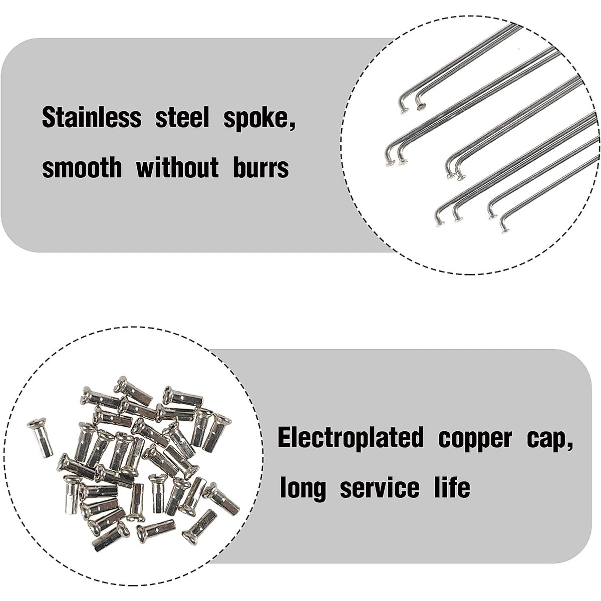 Bicycle Spokes Stainless Steel Bike Spokes with Nipples for Mountain Bikes Road Bikes 18PCS (Silver 282mm)