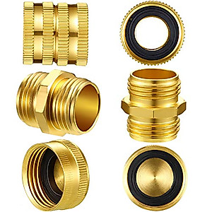 Tatuo 6 Pack Garden Hose Connector Adapter, Male to Male, Female to Female, Hose End Cap, 3/4 Inch Connector Extra 10 Pack Washers