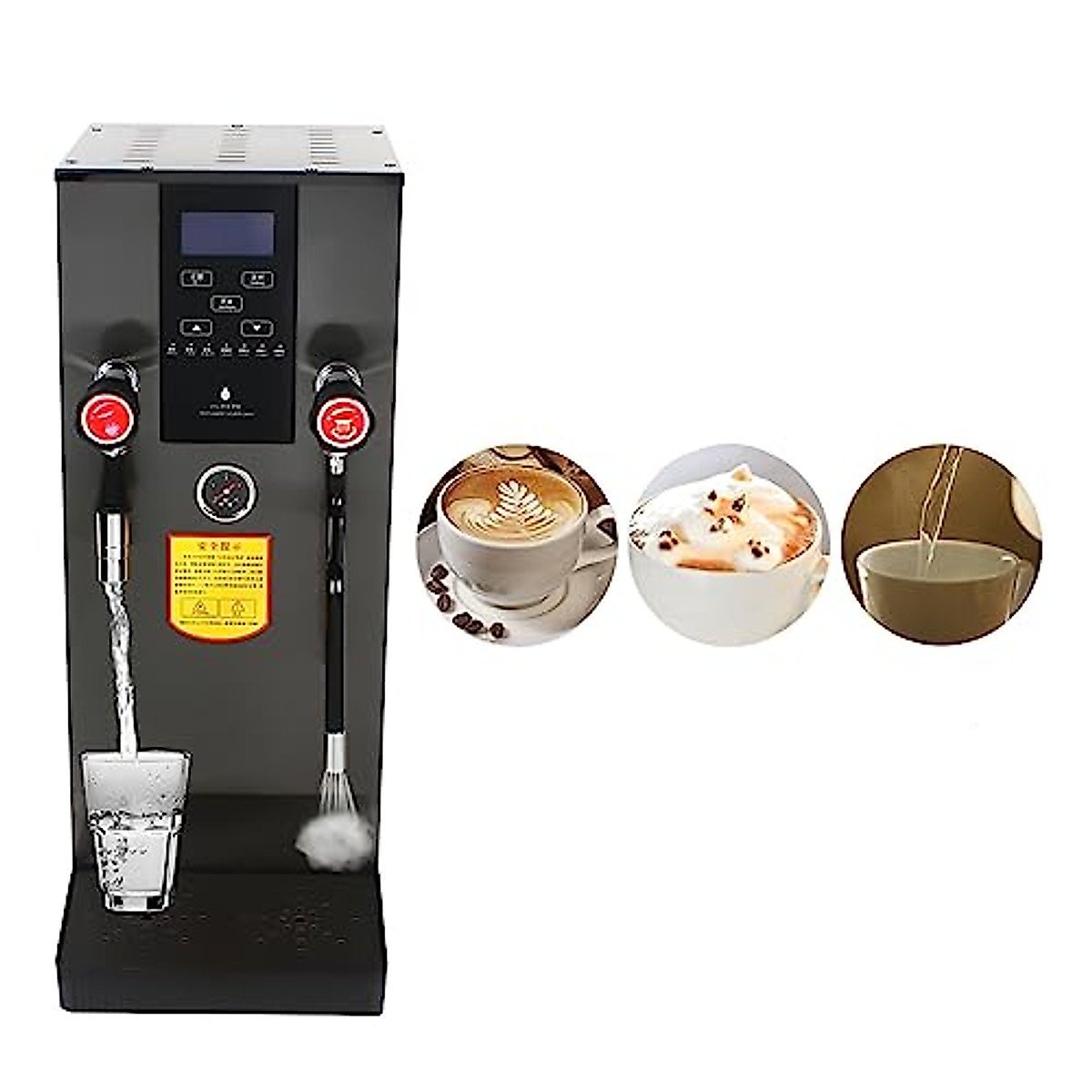 Xlsdlvcnxz 12L 2500W Commercial Milk Frother,Commercial Espresso Machine,Milk Frother Steamer with LED Display,Milk Steamer for Espresso Coffee Tea Dessert Shop Hotel