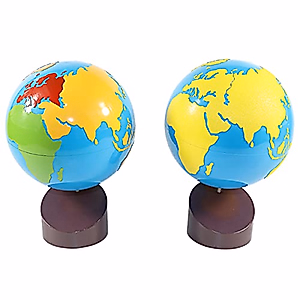 Gudong Montessori Geography Materials Globe of World Parts/ Continents Preschool Early Educational Equipment Kids Culture Learning Toys Know World Globe (Yellow)