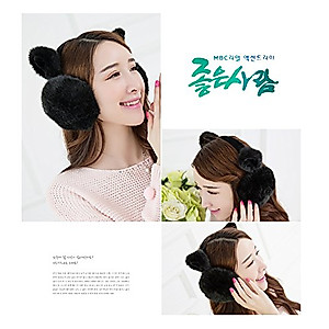 MioCloth Winter Cute Cat Kitten Ear Warmer Earmuffs Faux Fur Plush Ear Cover For Girls Women Black