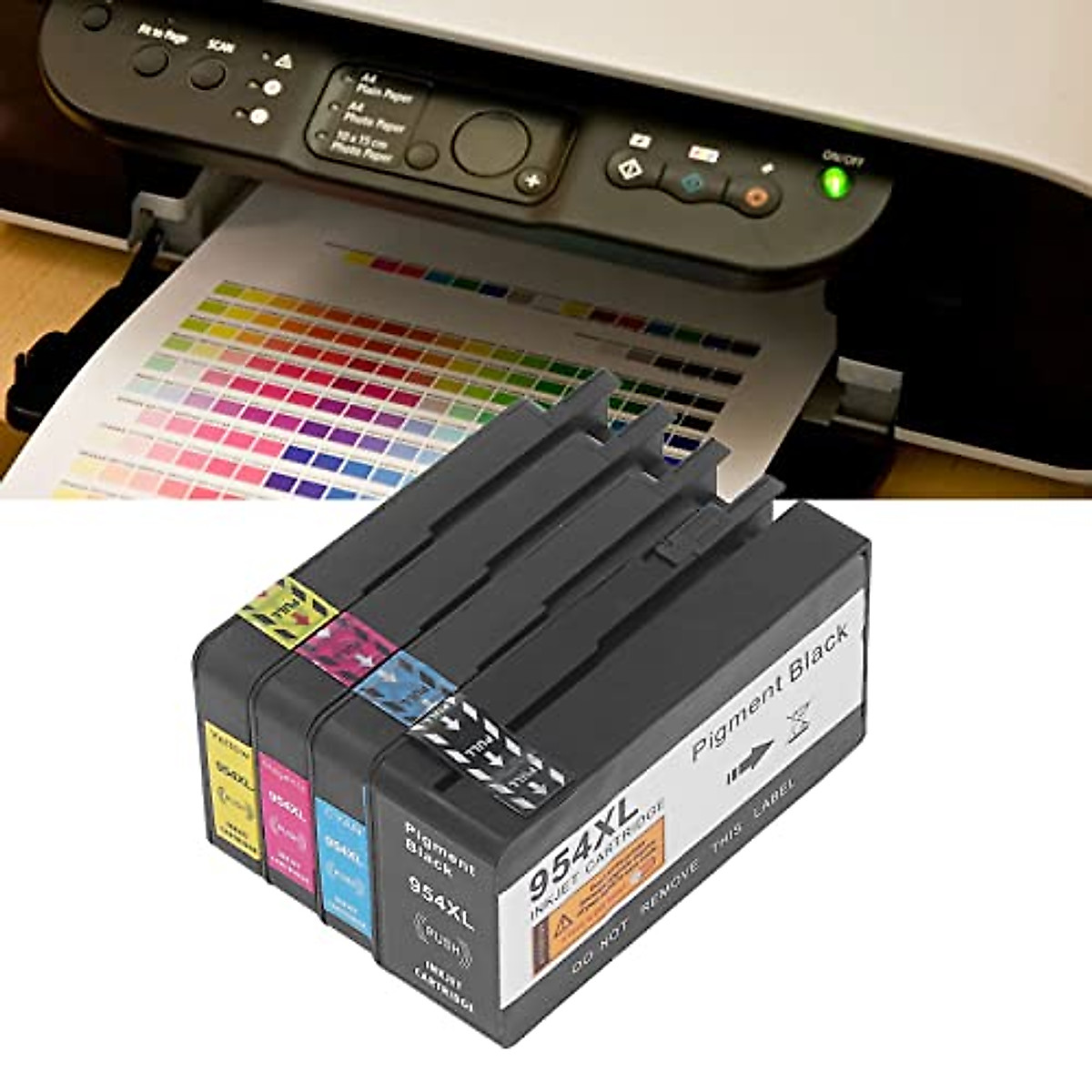 Hilitand 4 Colors BK C M Y Printer Ink Cartridge Set Large Page Capacity Smart Chip Practical Printer Cartridge for Office Printing