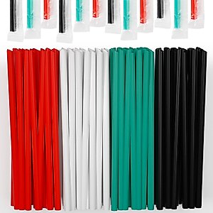 200 Pcs Disposable Straws Individually Wrapped Disposable Plastic Drinking Straws 7.5" Long Standard Size Assorted Colors Straws for Wedding Supplies, Party Favors