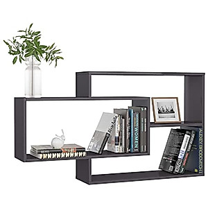 MengK Wall Shelves High Gloss Gray 40.9"x7.9"x23.6" Chipboard