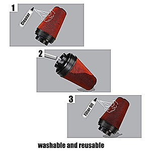 SUPERFASTRACING 4" Cold Air Intake System + Heat Shield Replacement for 1999-2006 GMC/Chevy V8 4.8L/5.3L/6.0L Silverado 1500/2500/3500 (Black&Red)