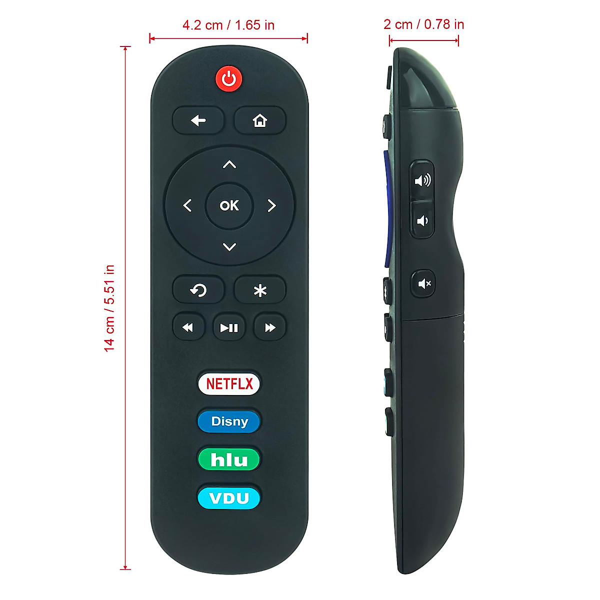 RC280 Replace Remote Control fit for TCL Roku TV 55S401 43S303 49S405 32S305 55S405 43S405 33S301 40S305 43S305 49S305 65S405 40S3800 55US57 32S301 55S403 with Netlix Disney Hulu Vudu Key PERFASCIN