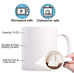 TNOIE Thumbs Up Ceramic Mug, 3D Funny Coffee Mug Middle Finger Inside Ceramic Cup, Novelty Prank Valentines Day Gift for Him Her Kids Boyfriend Girlfriend, 11 Oz