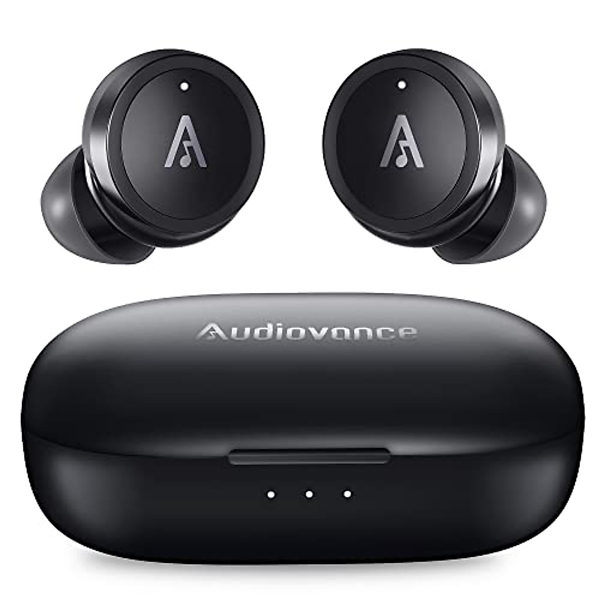 Audiovance IF301 Earbuds, Wireless Headphones Bluetooth Ear Buds for iPhone Android, Premium Sound, Immersive Music, Clear Calls, Noise Reduction, Wireless Charging, Waterproof, 23H Battery.